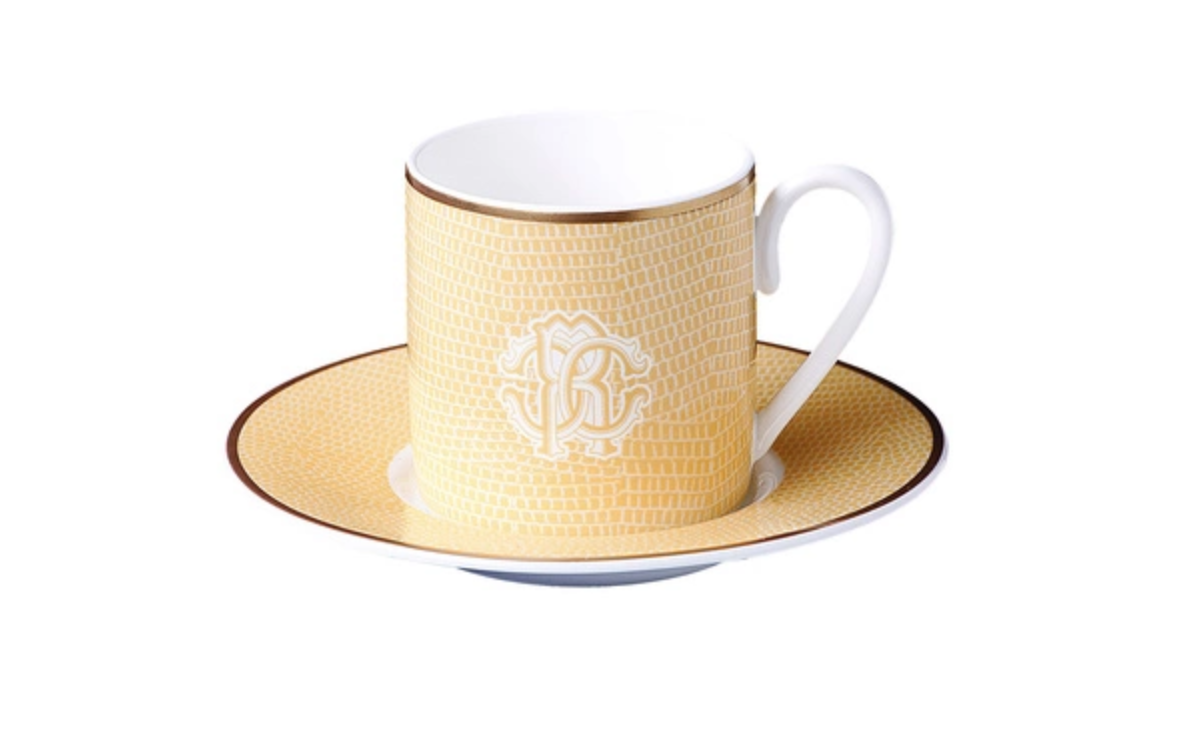 Set of set Roberto Cavalli Home coffee cup, from the Lizzard (Gold ...
